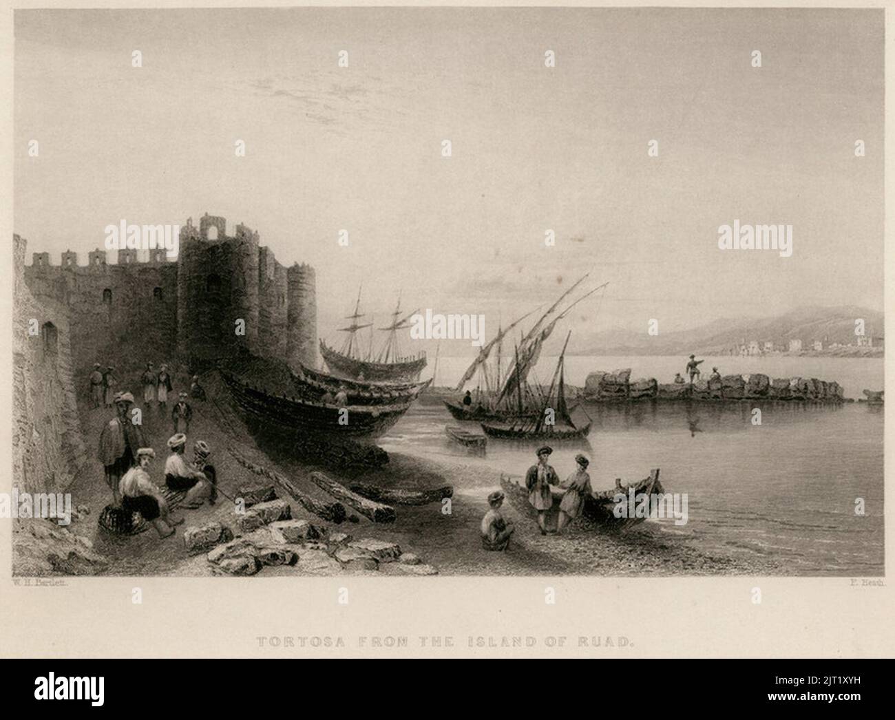 Tortosa, from the Island of Ruad - Carne John - 1836 Stock Photo - Alamy