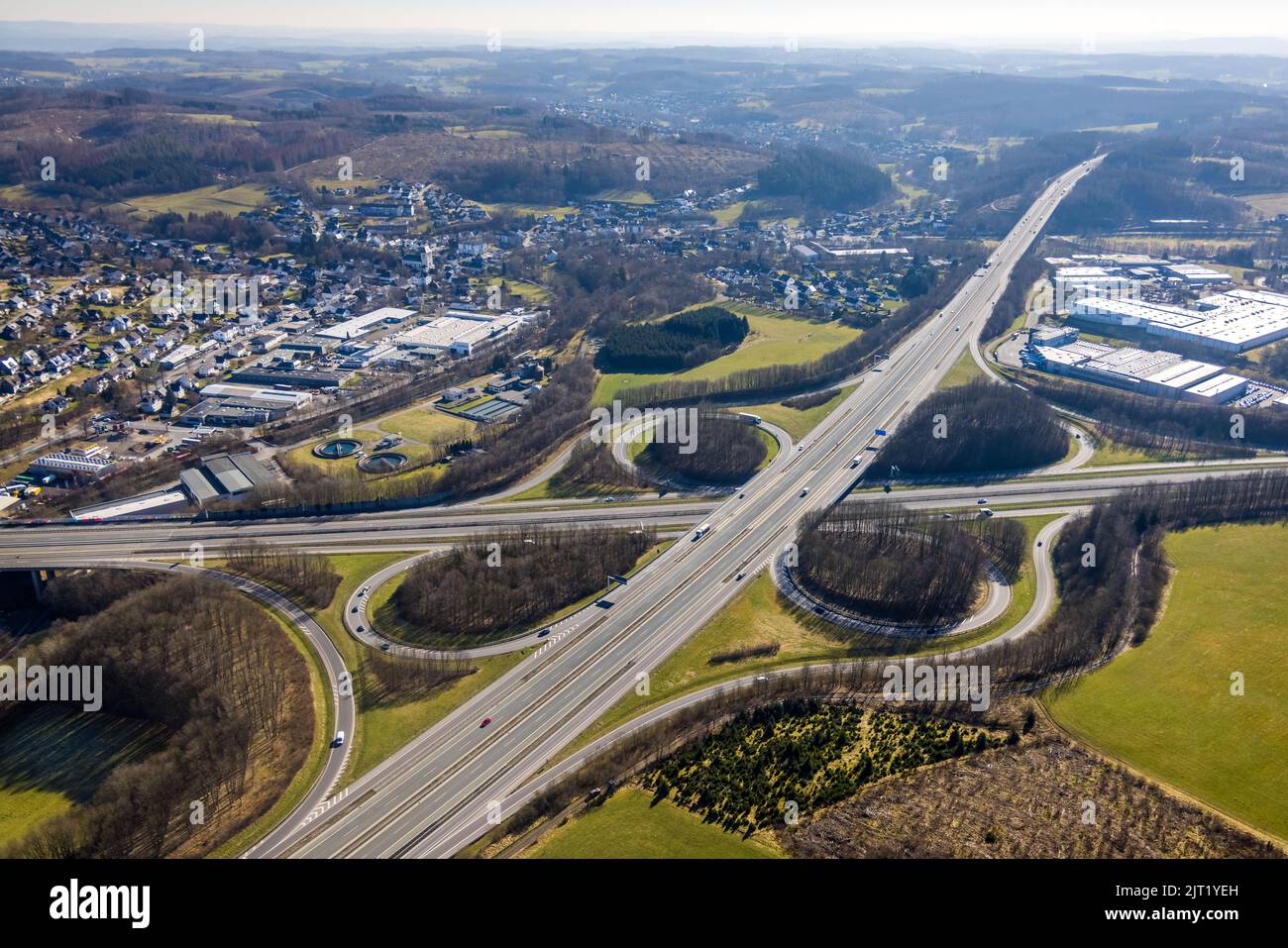 Freeway junction Olpe-Süd, freeway A4 and freeway A45, Dahl, Olpe ...