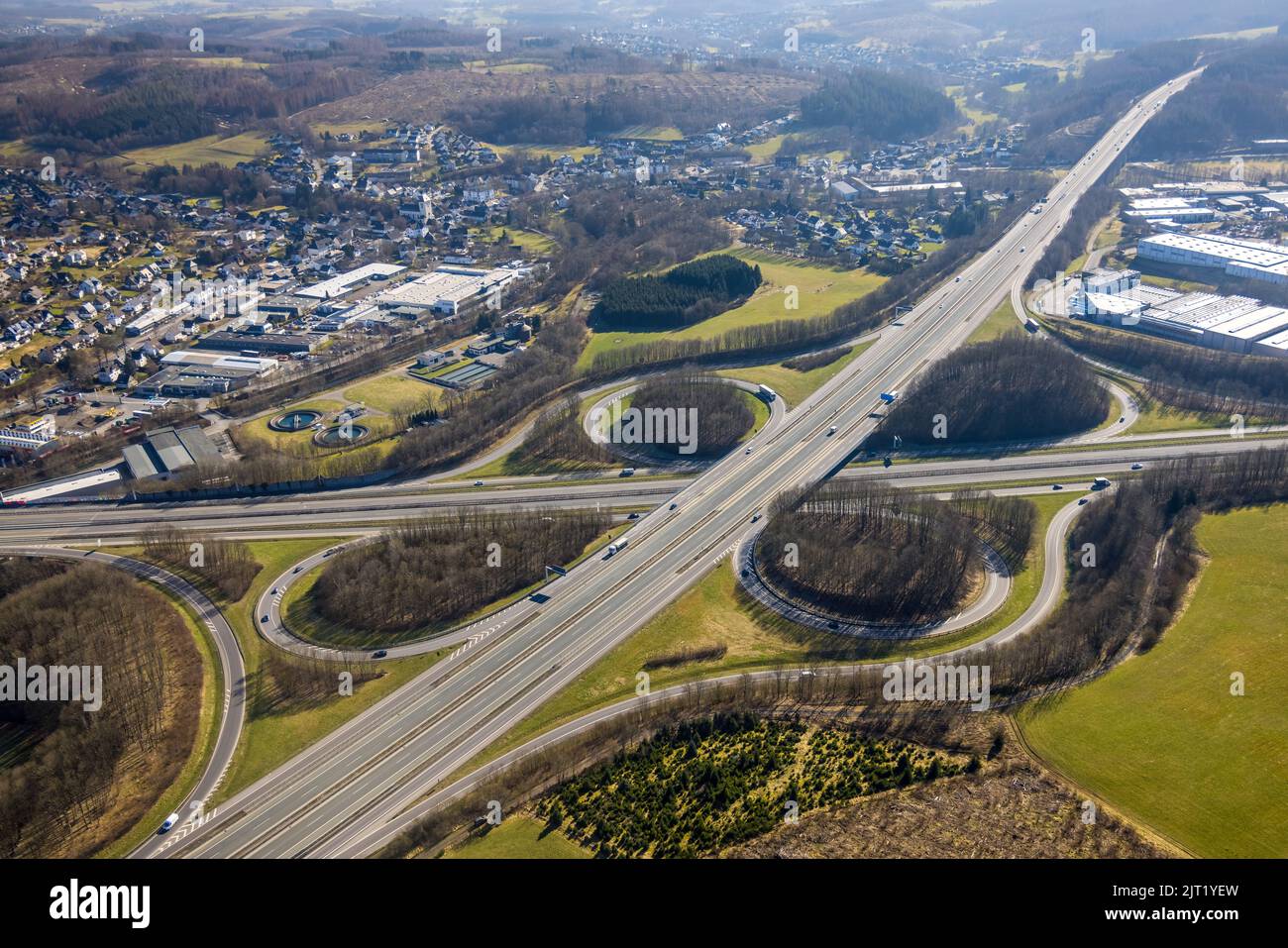 Freeway junction Olpe-Süd, freeway A4 and freeway A45, Gerlingen ...