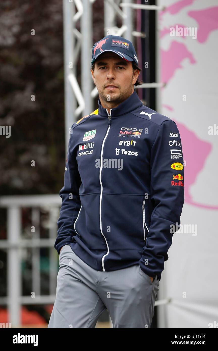 August 27, 2022: Red Bull #11 Sergio Perez from Mexico walks in the ...