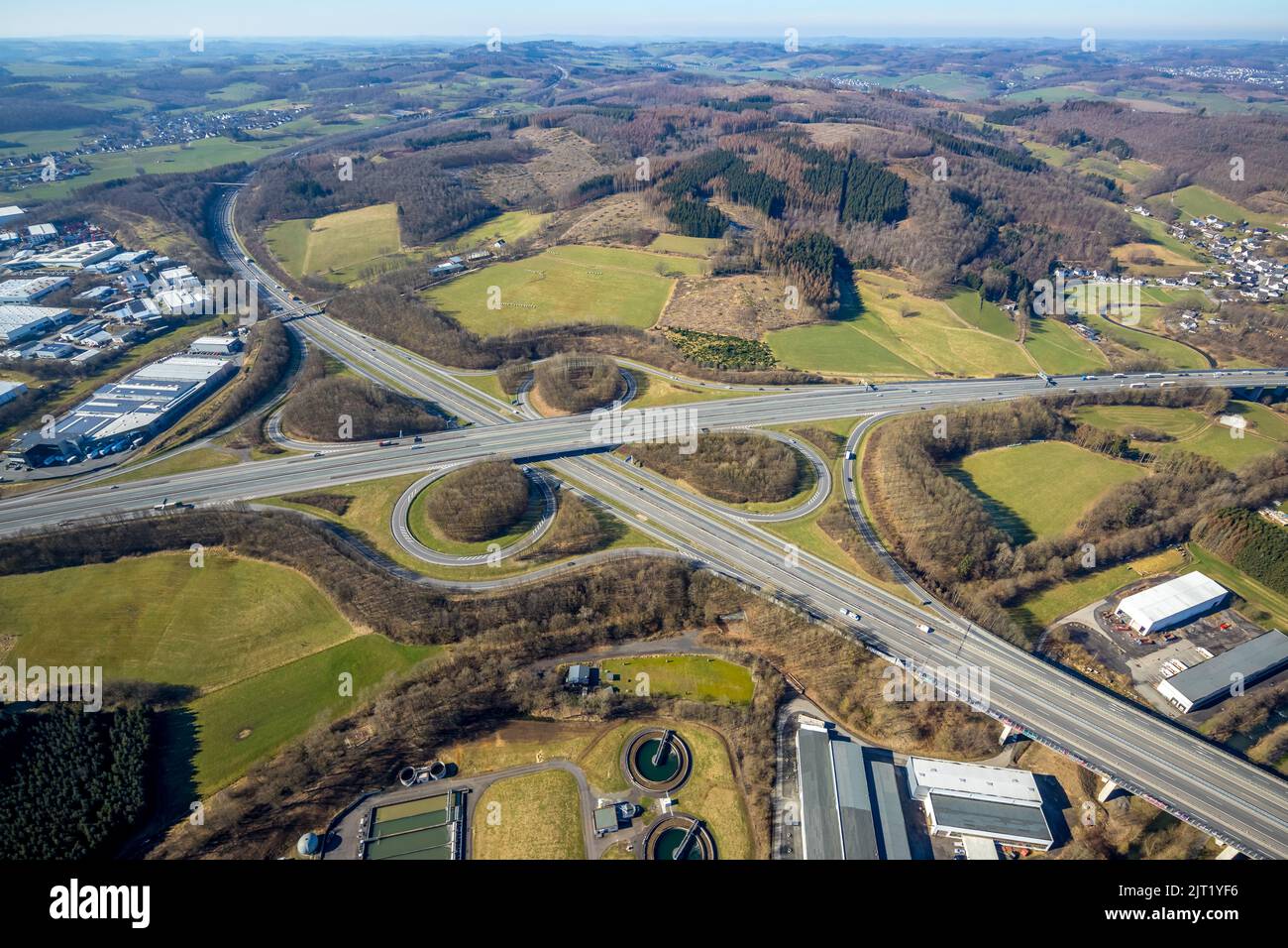 Freeway junction Olpe-Süd, freeway A4 and freeway A45, Gerlingen ...