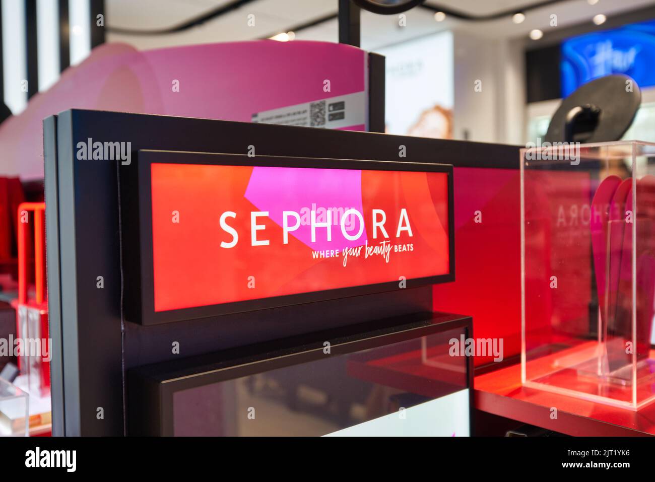 SINGAPORE - CIRCA JANUARY, 2020: close up shot of Sephora sign as seen ...