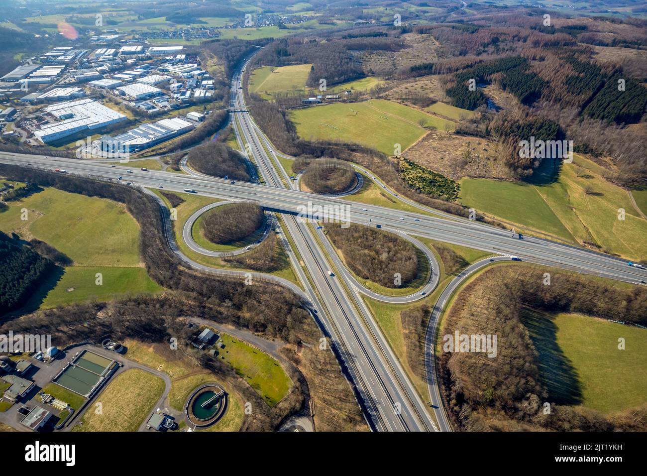 Freeway junction Olpe-Süd, freeway A4 and freeway A45, Gerlingen ...