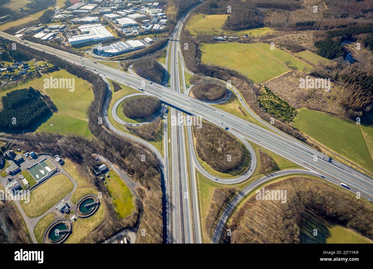 Freeway junction Olpe-Süd, freeway A4 and freeway A45, Gerlingen ...