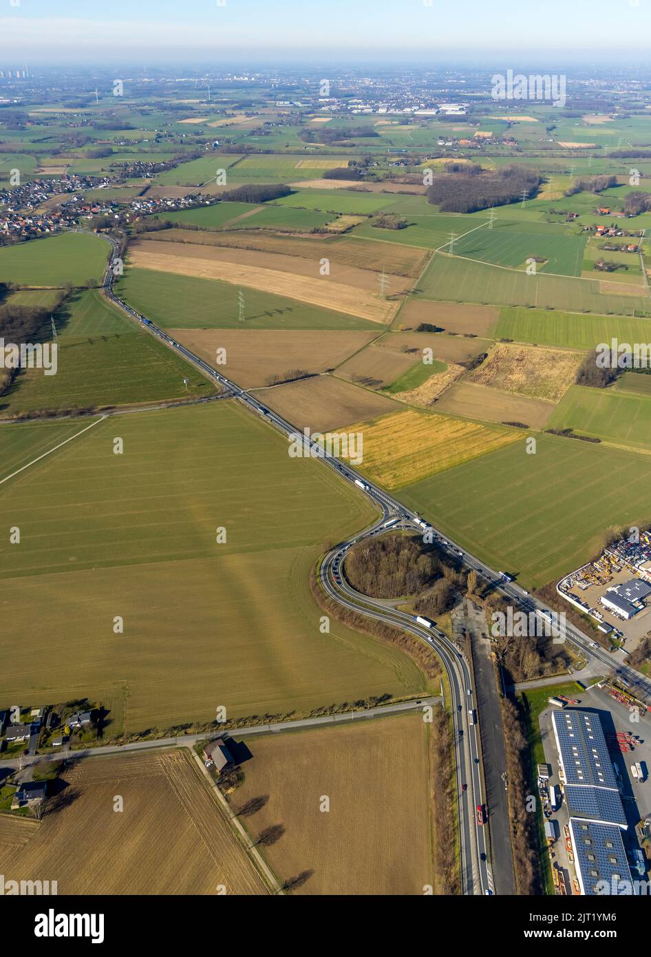 Aerial view, planned freeway construction of the A445 from Werl to Hamm ...