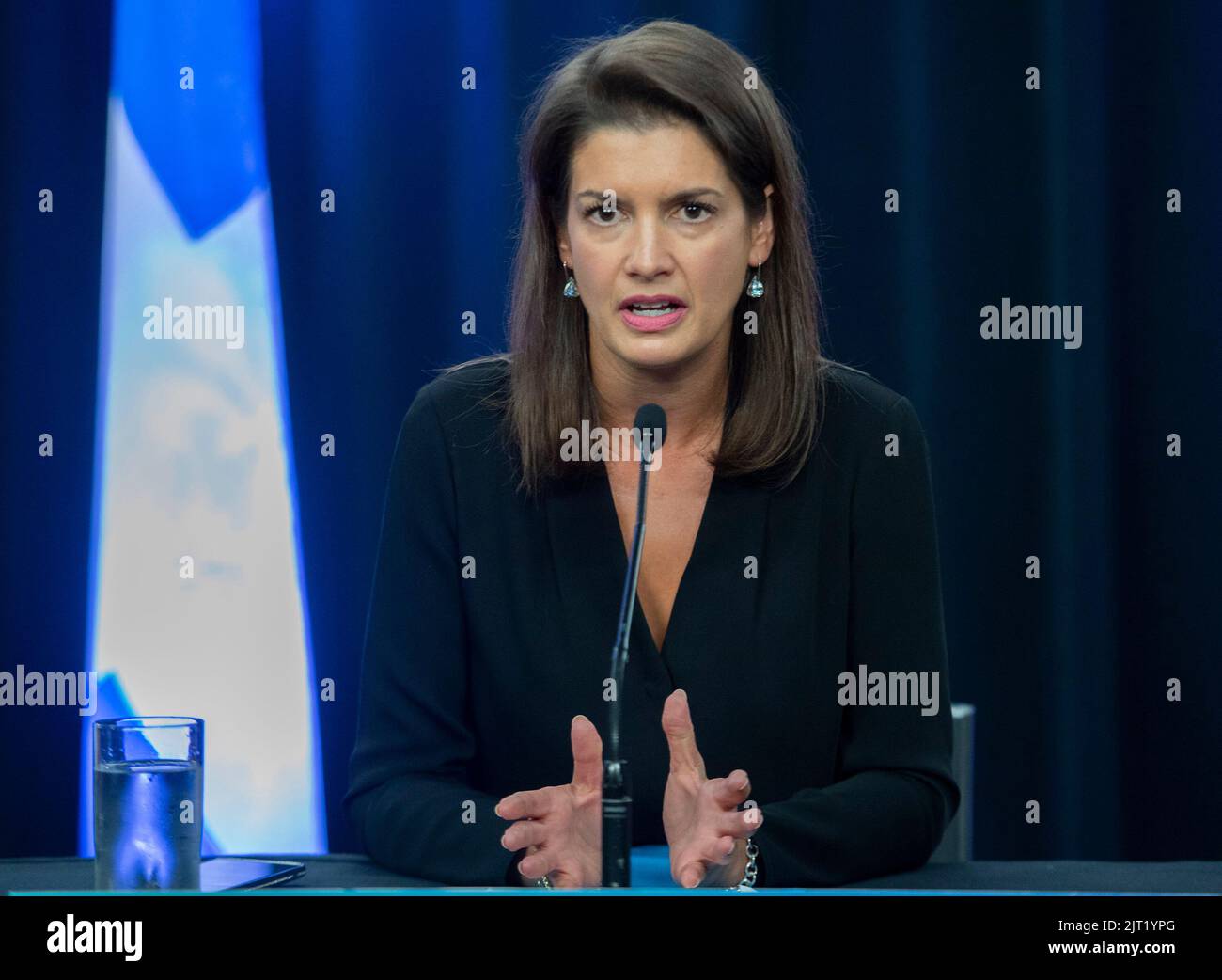 Quebec Public Security Minister Genevieve Guilbault speaks during a ...