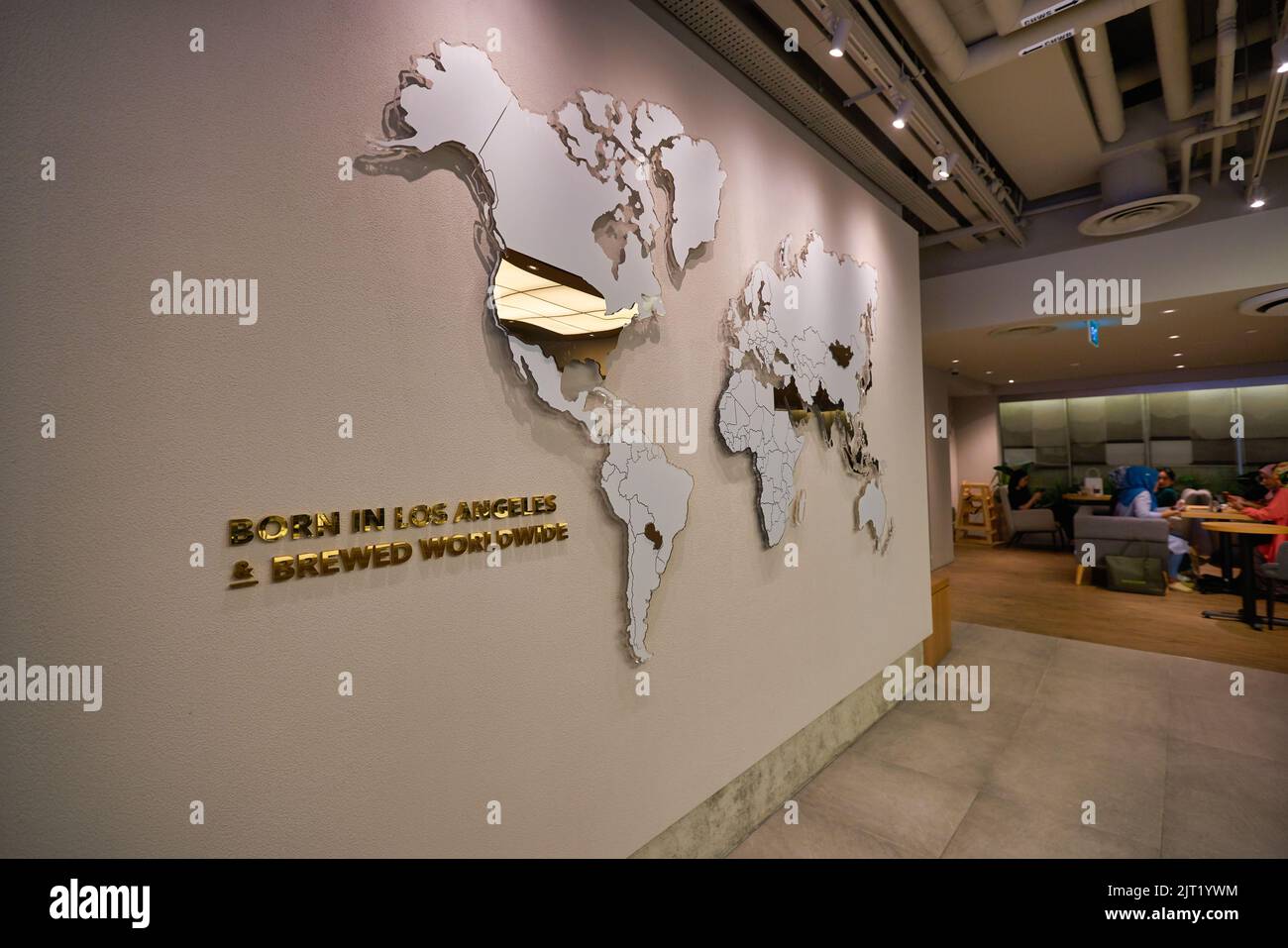 SINGAPORE - CIRCA JANUARY, 2020: the map of the world as seen at The ...