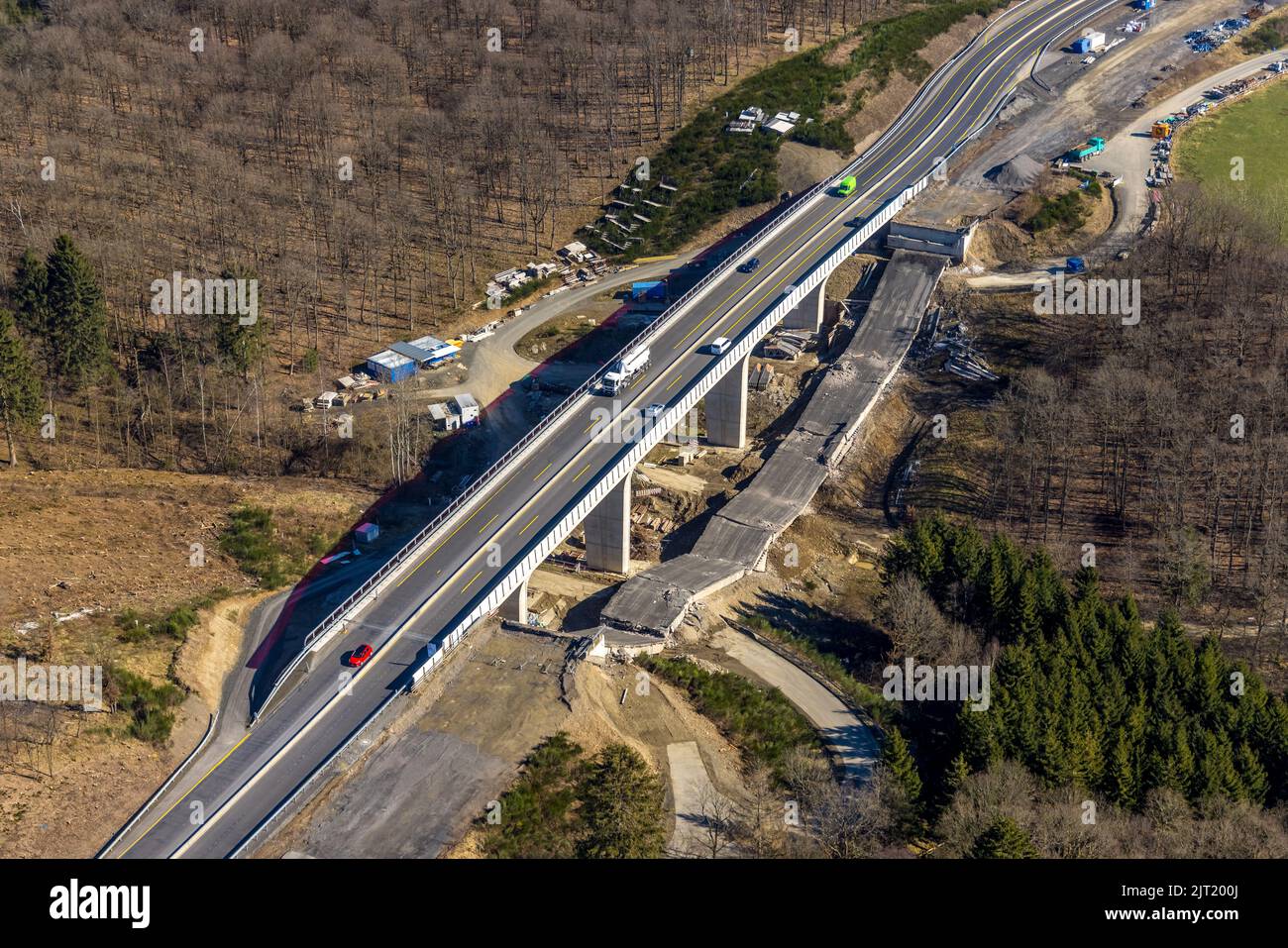 Freeway bridge viaduct Rälsbach of the freeway A45 Sauerlandlinie ...