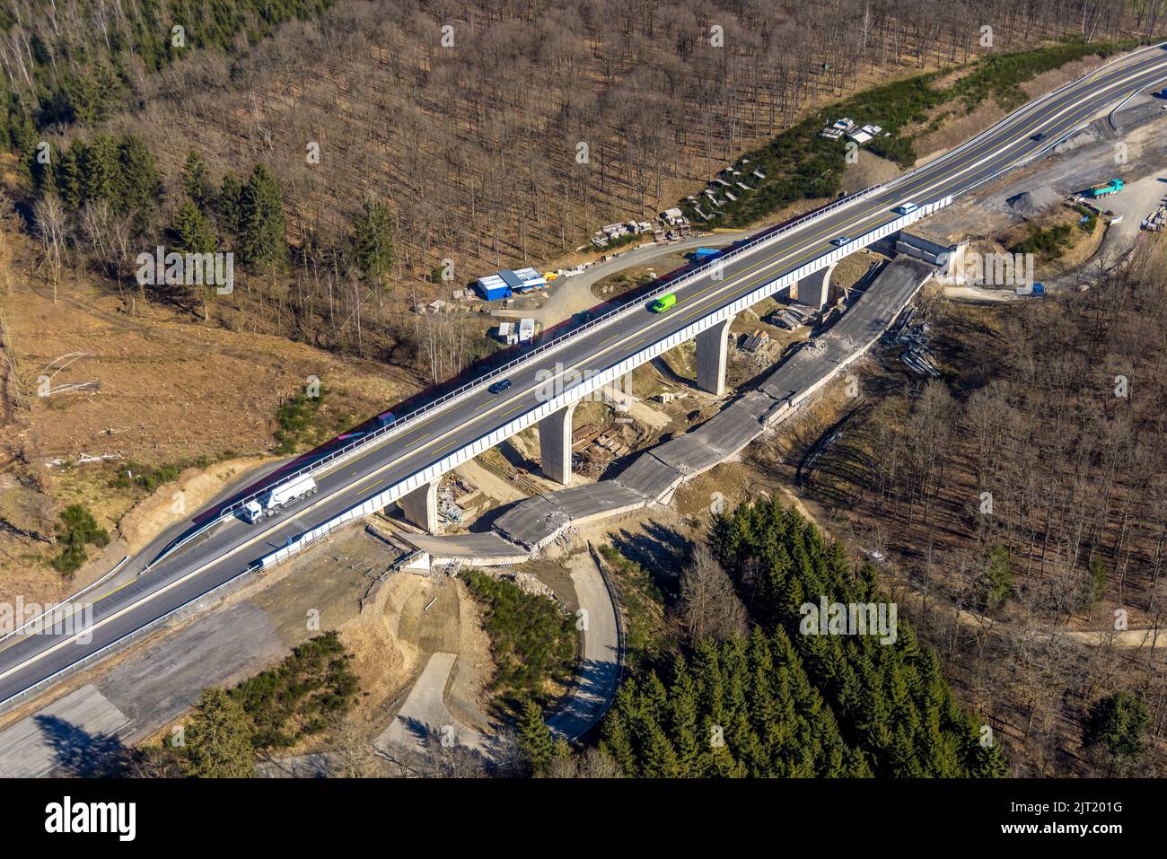 Freeway bridge viaduct Rälsbach of the freeway A45 Sauerlandlinie ...