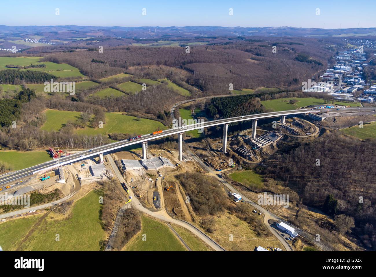 Freeway bridge viaduct Rinsdorf of the freeway A45 Sauerlandlinie ...