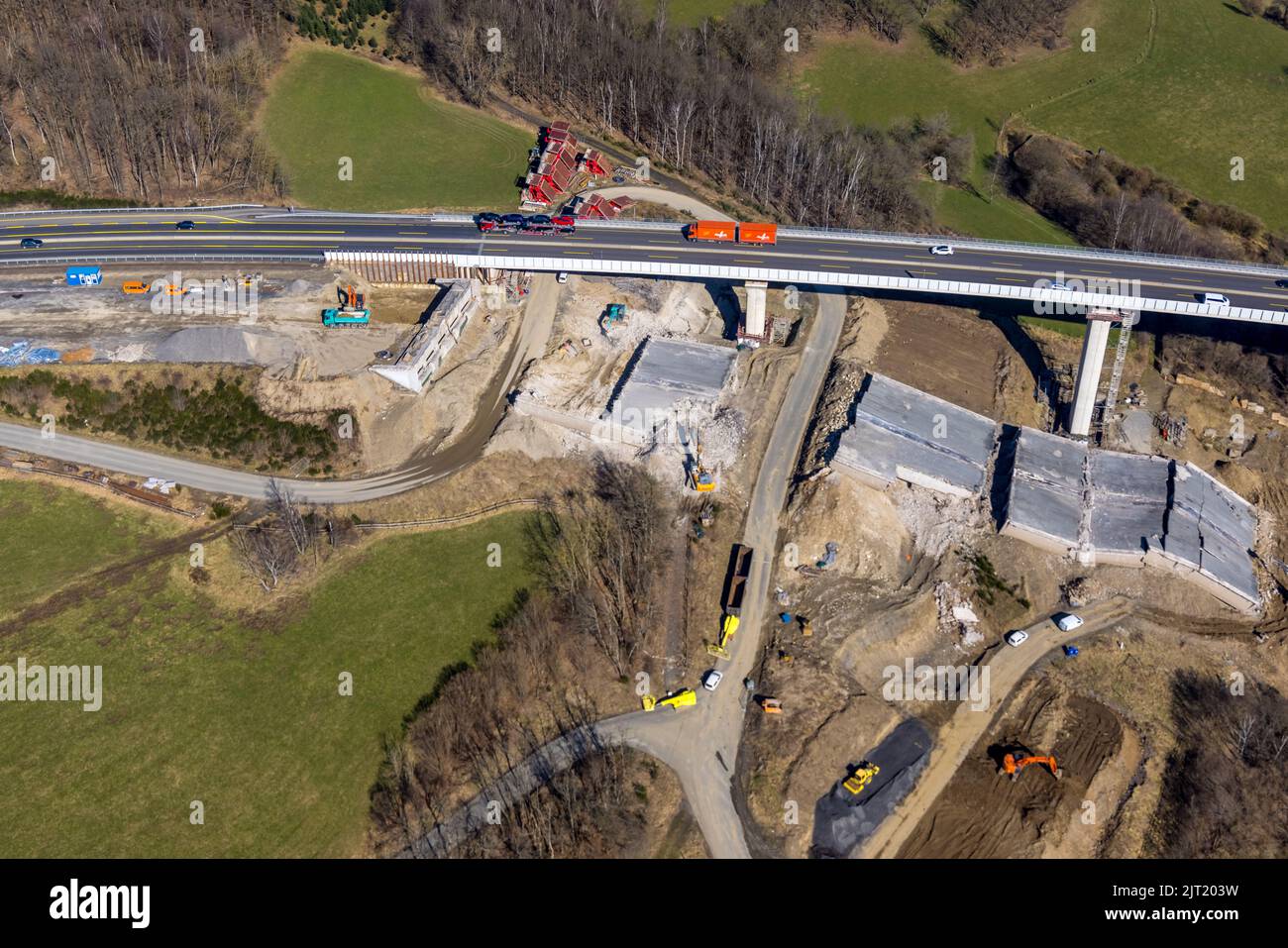 Freeway bridge viaduct Rinsdorf of the freeway A45 Sauerlandlinie ...