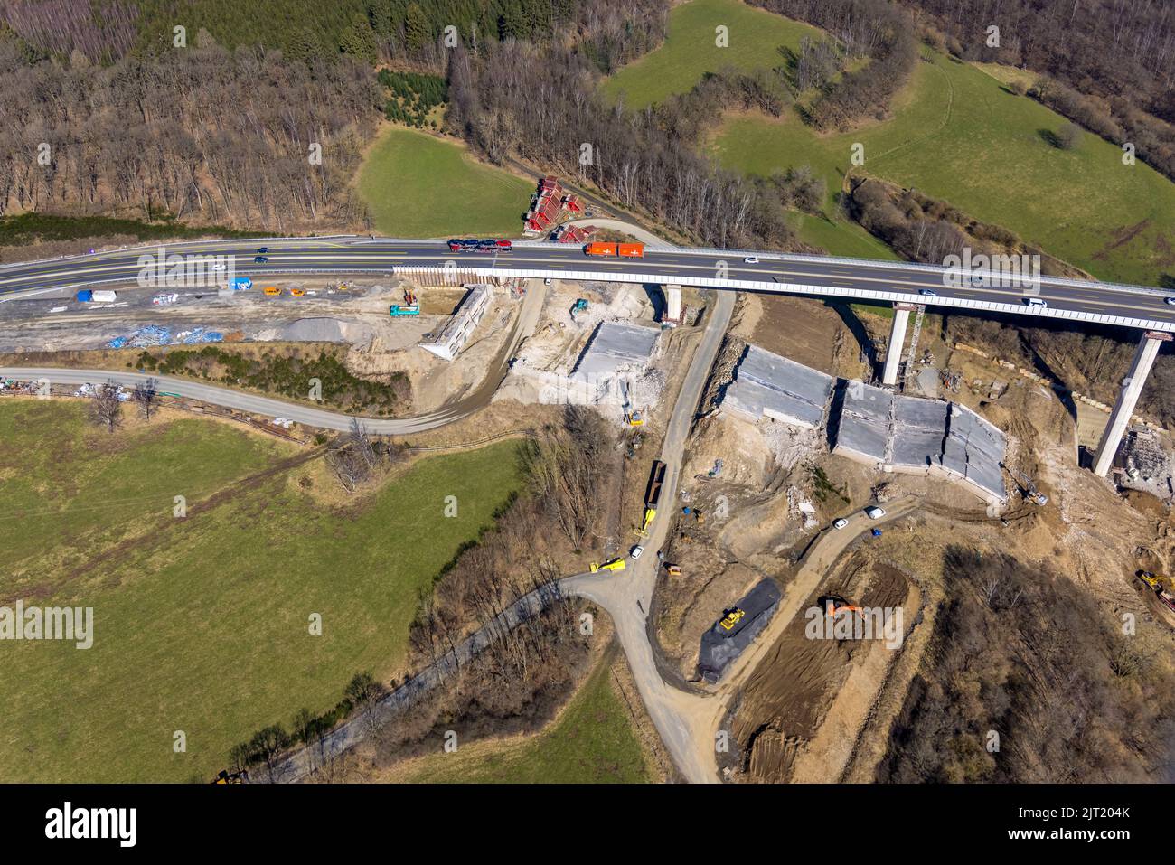 Freeway bridge viaduct Rinsdorf of the freeway A45 Sauerlandlinie ...