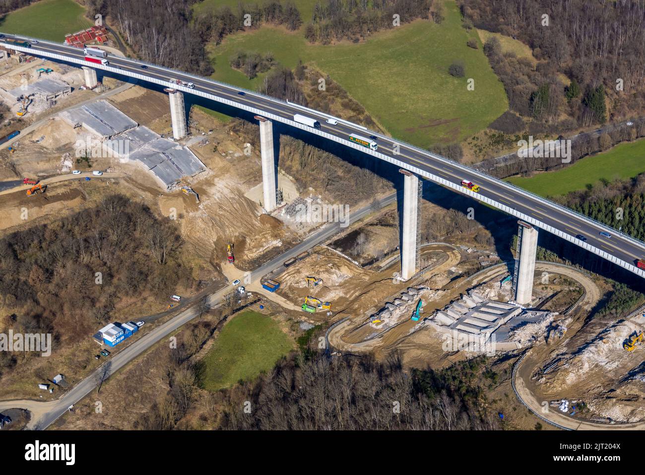 Freeway bridge viaduct Rinsdorf of the freeway A45 Sauerlandlinie ...