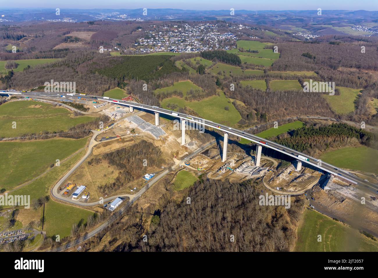 Freeway bridge viaduct Rinsdorf of the freeway A45 Sauerlandlinie ...