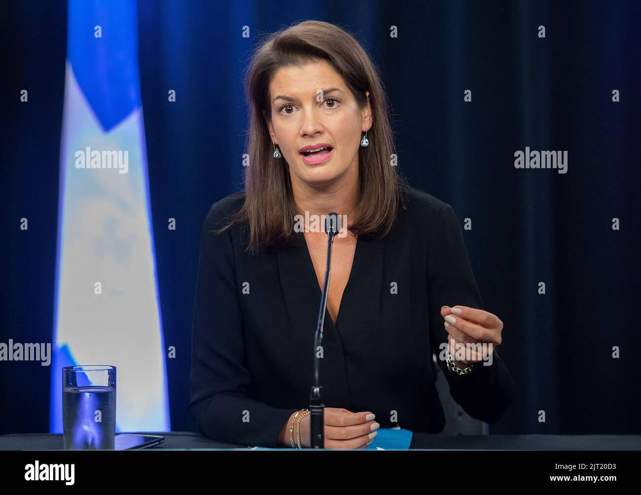 Quebec Public Security Minister Genevieve Guilbault speaks during a ...