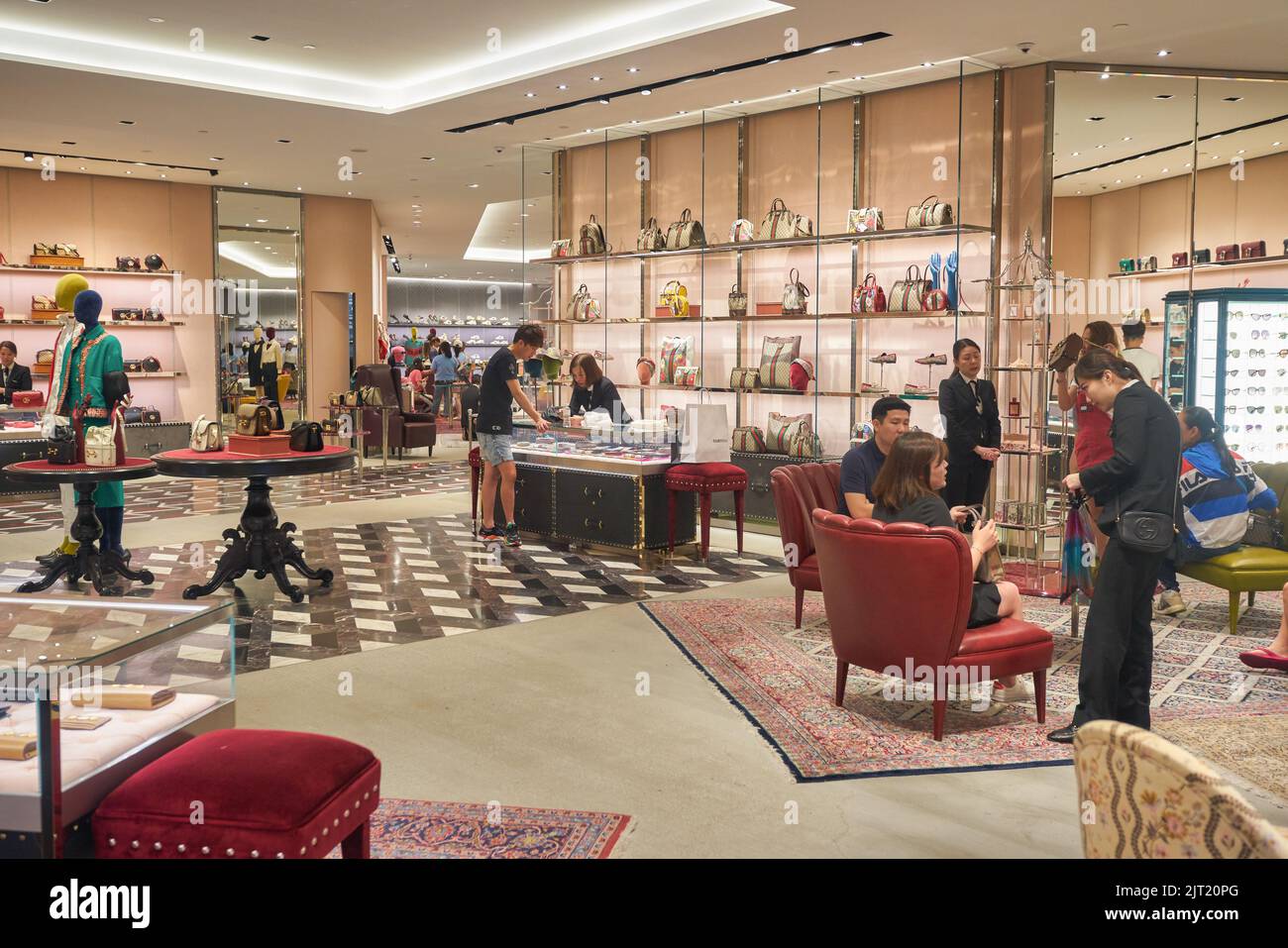SINGAPORE - CIRCA JANUARY, 2020: interior shot of Gucci store in ION ...