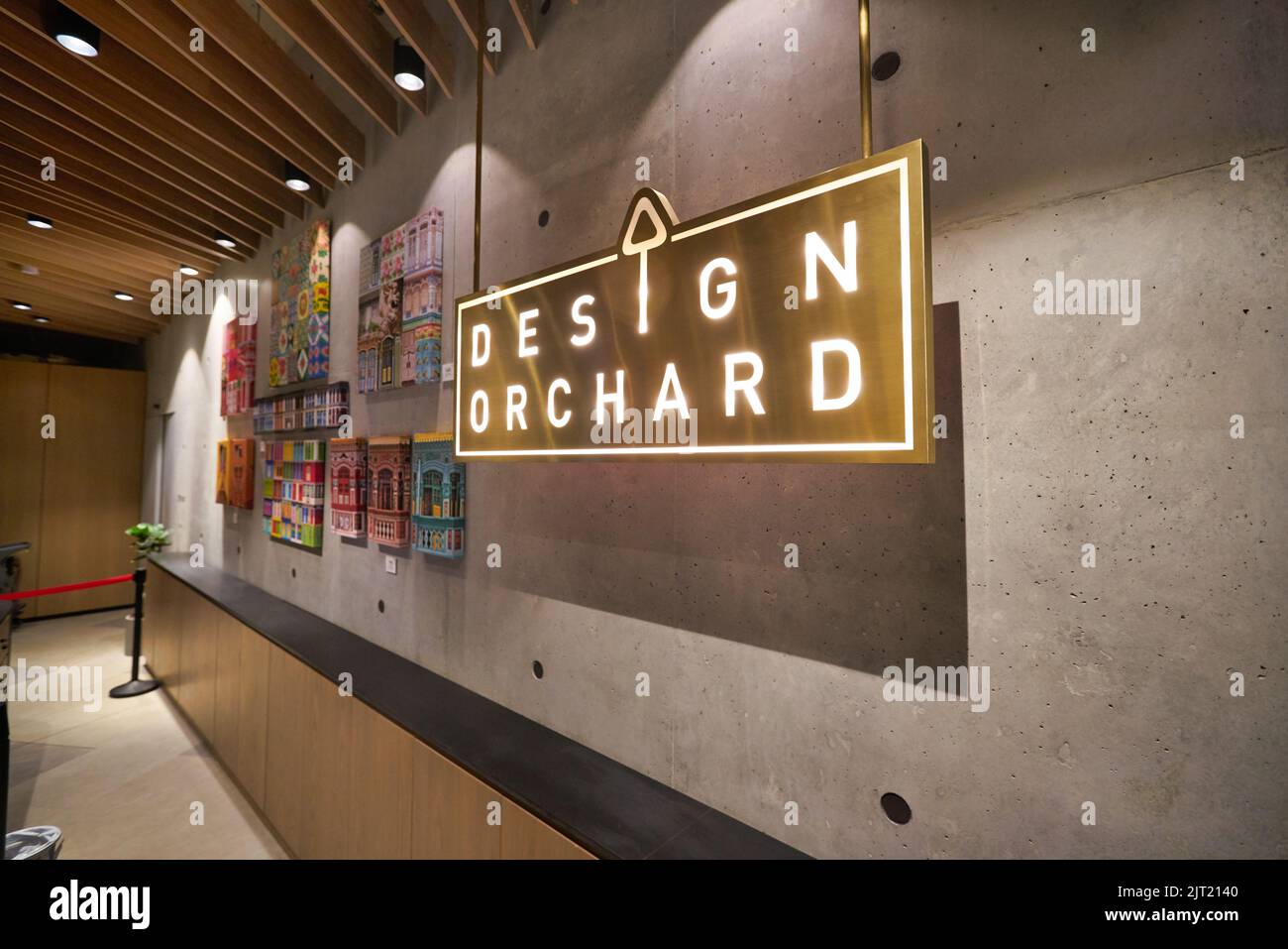 SINGAPORE - CIRCA JANUARY, 2020: close up shot of Design Orchard sign ...