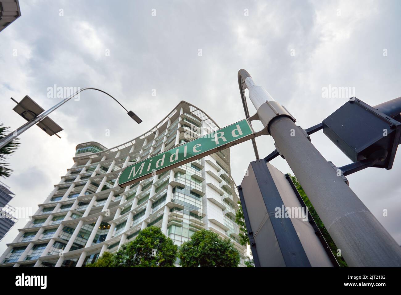 SINGAPORE - CIRCA JANUARY, 2020: close up shot of Middle Road sign as ...