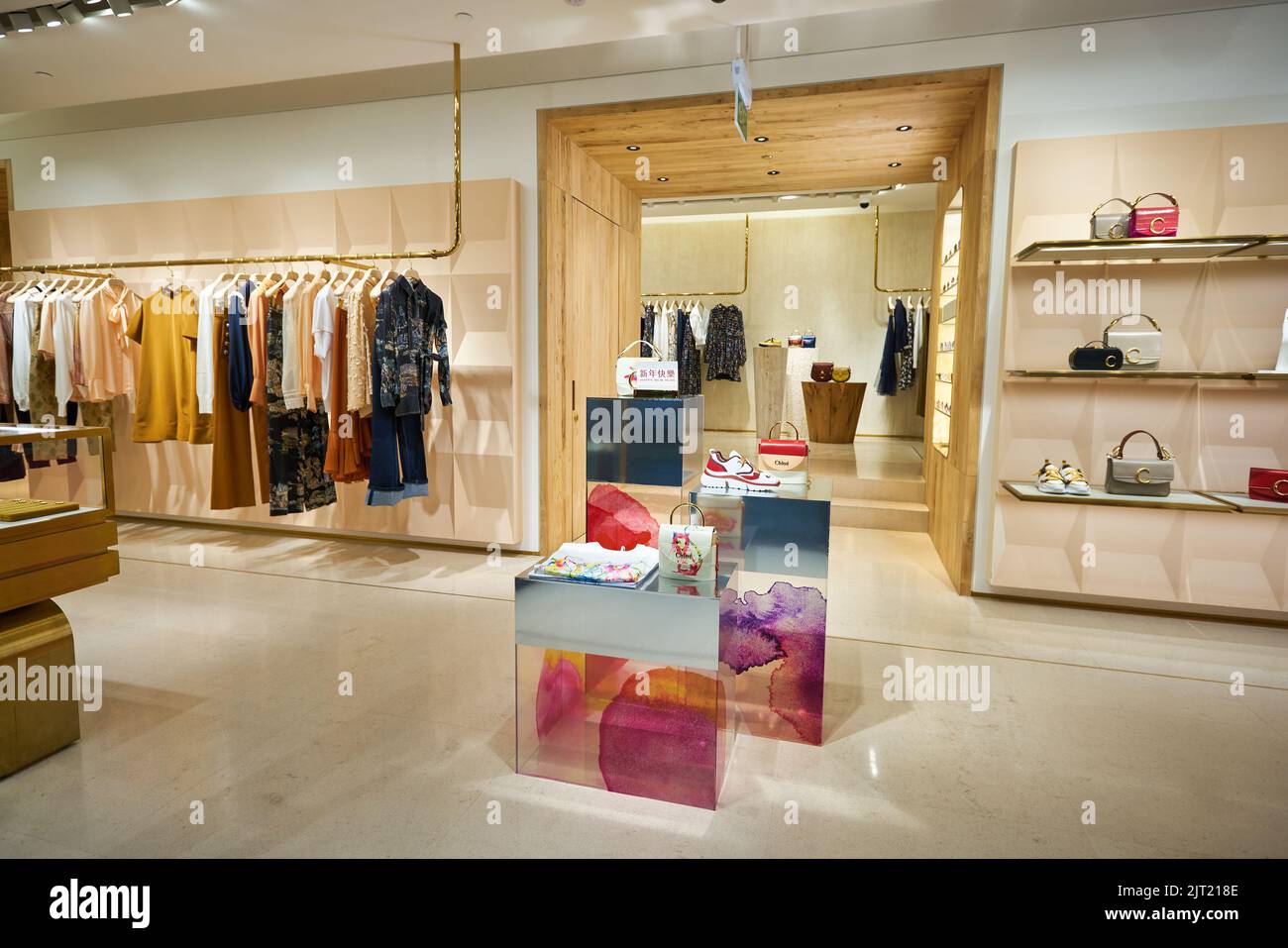 SINGAPORE - JANUARY 20, 2020: interior shot of Chloe store at the ...