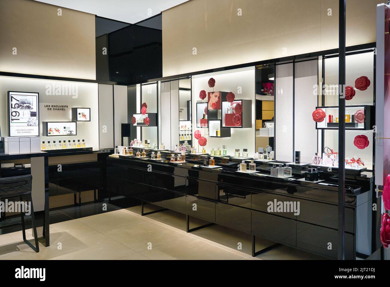SINGAPORE - JANUARY 20, 2020: interior shot of Chanel store in the ...