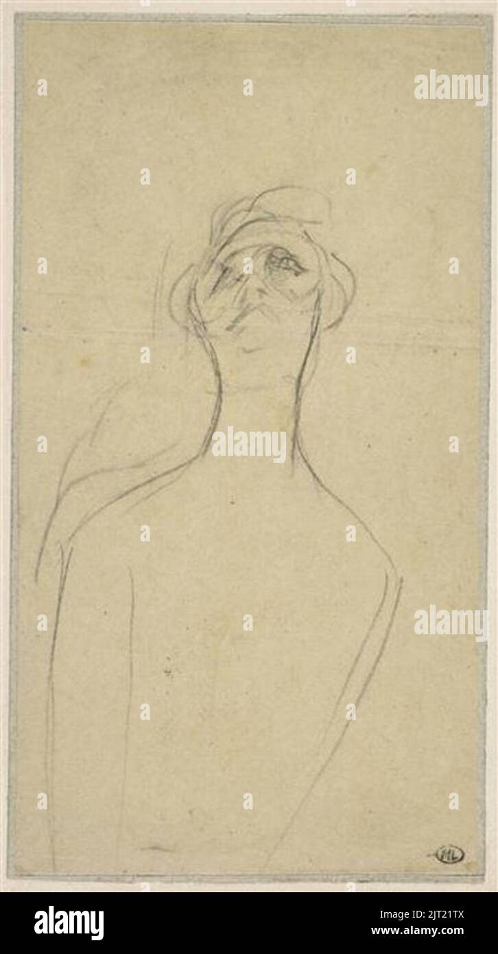 Toulouse-Lautrec - Yvette Guilbert, de face, la tête levée, RF 29573 ...