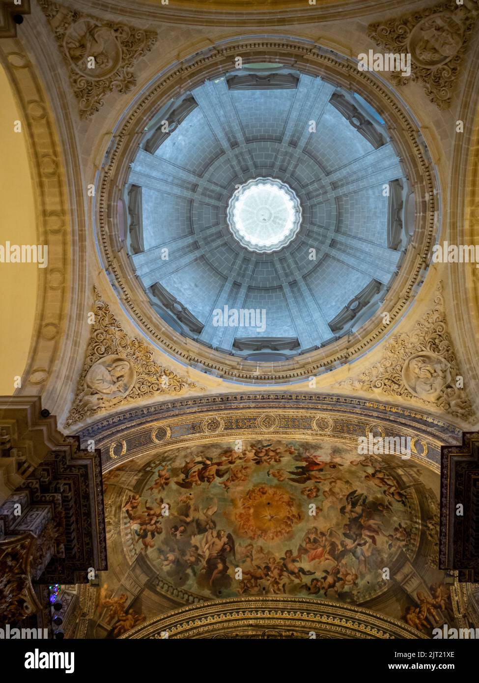 Apse frescoes and dome of the Iglesia Colegial del Divino Salvador ...