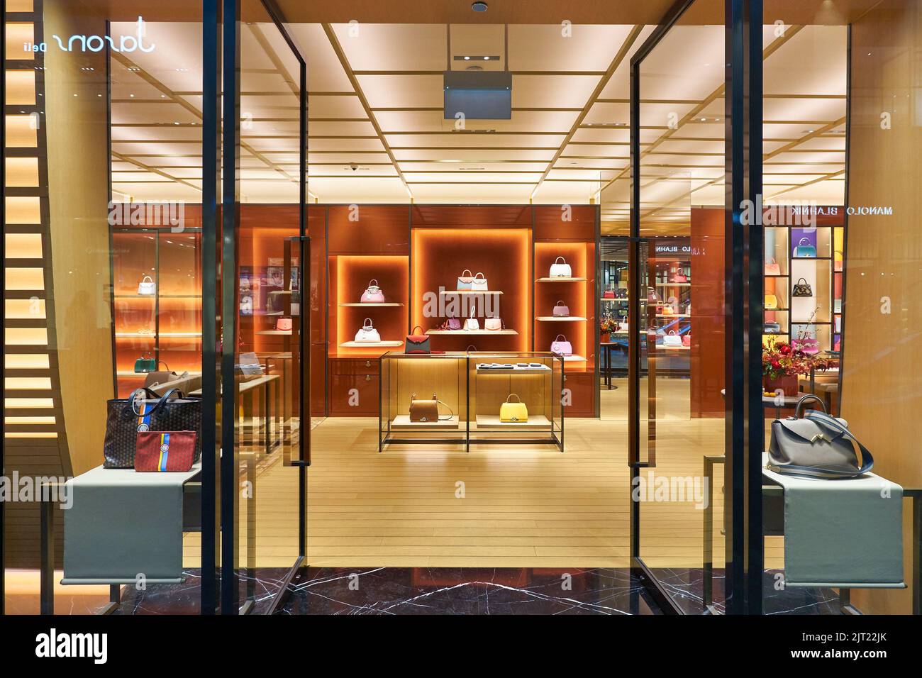 SINGAPORE - JANUARY 20, 2020: entrance to Moynat store in the Shoppes ...