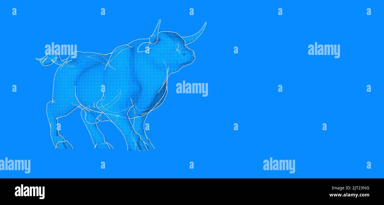 A 3d rendering of a bull hologram against a blue background Stock Photo ...