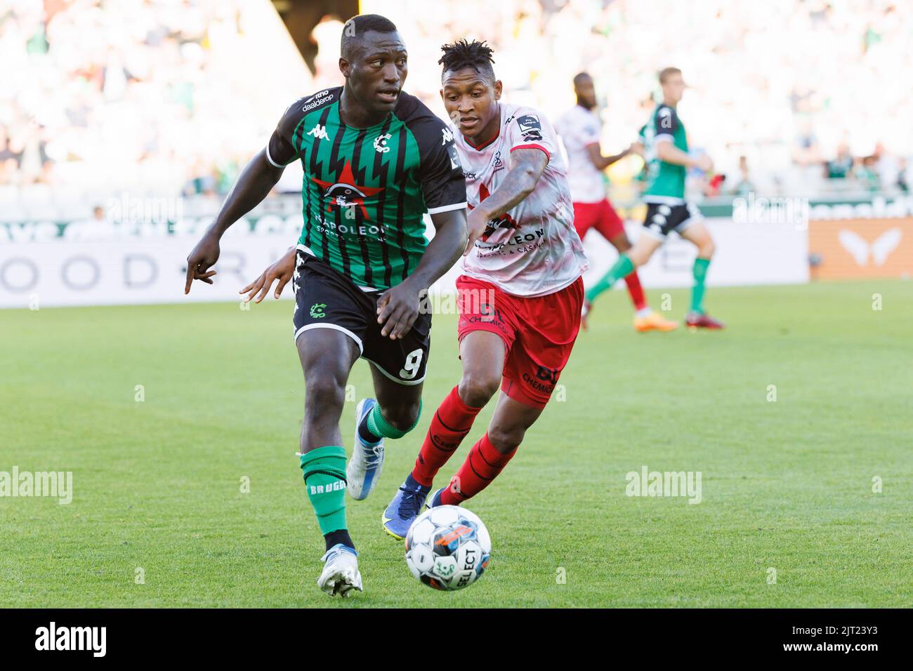 Cercle's Kevin Denkey and Essevee's Dismas Miroshi fight for the ball ...