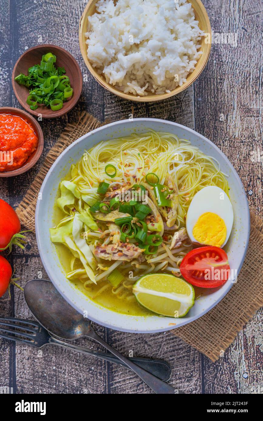 Indonesian famous street food Soto Ayam : Soto is a traditional ...