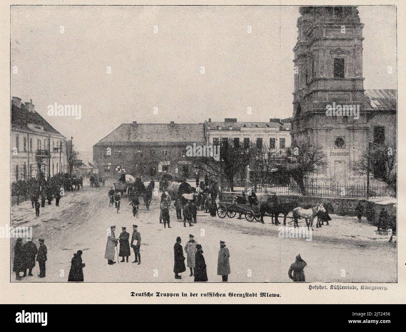 Town square in Mlawa Poland under German occupation WWI Stock Photo - Alamy