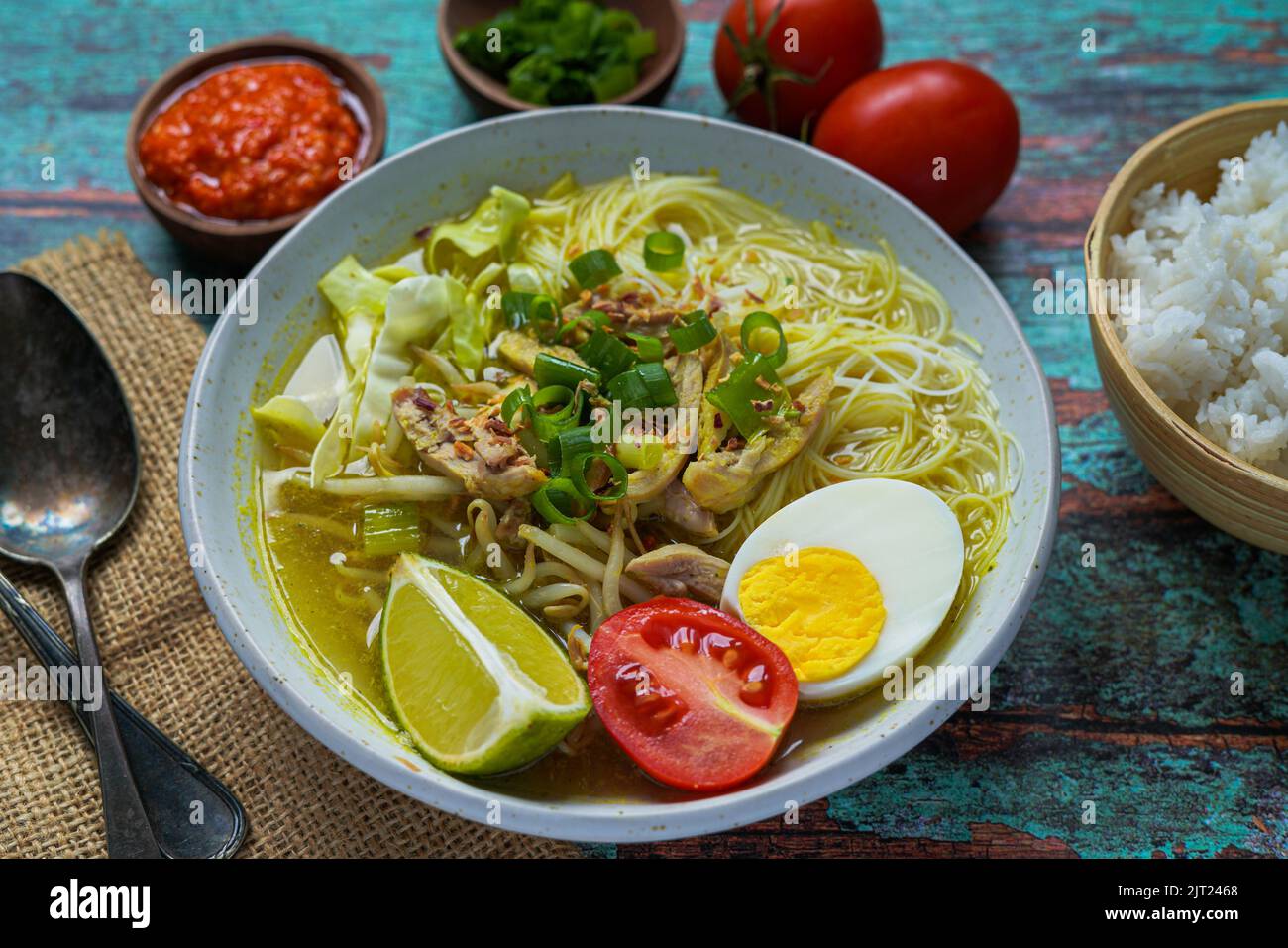 Indonesian famous street food Soto Ayam : Soto is a traditional ...