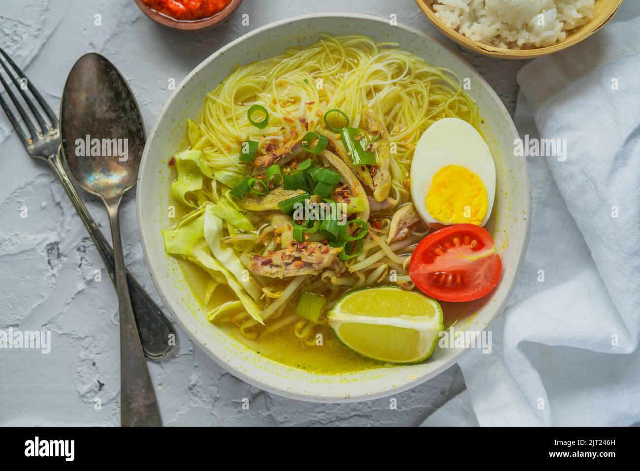 Indonesian famous street food Soto Ayam : Soto is a traditional ...