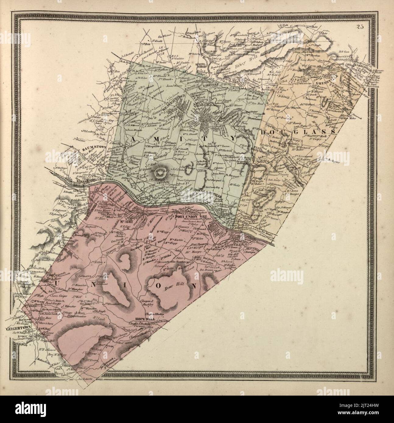 Township map of Berks County, Pennsylvania, from actual surveys Stock ...