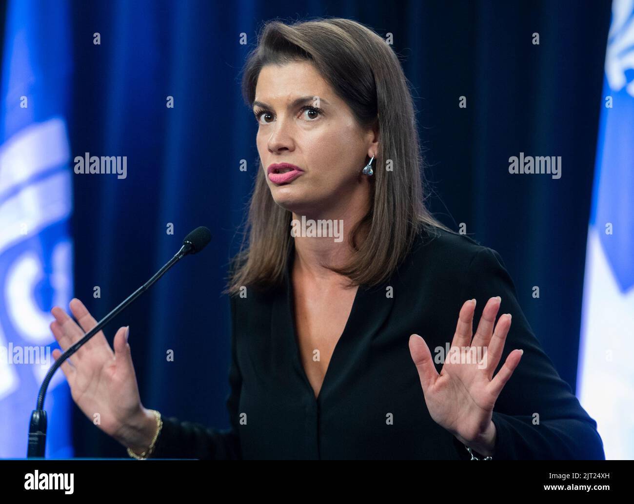 Quebec Public Security Minister Genevieve Guilbault speaks during a ...