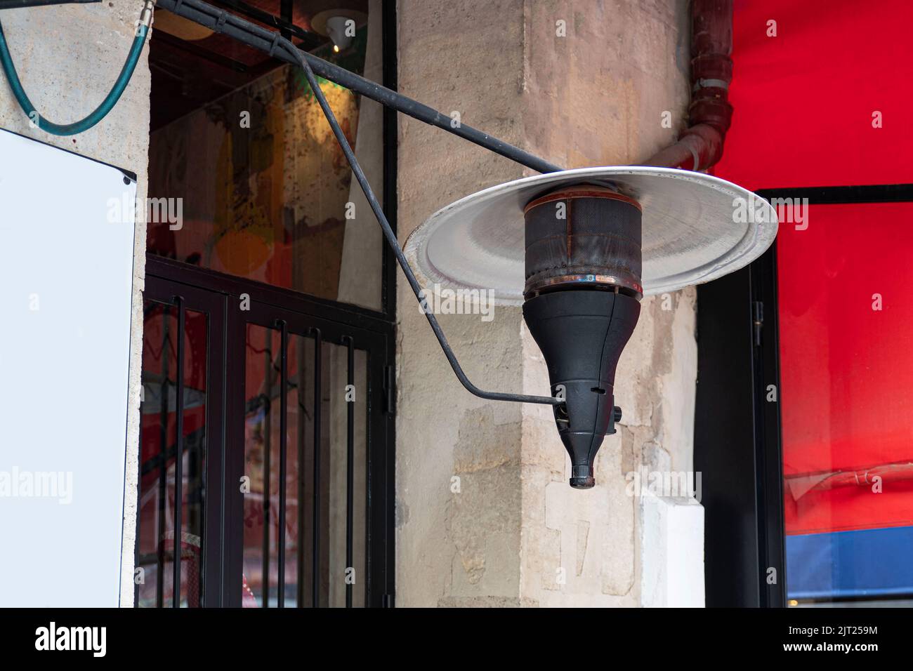 Gas heating of restaurant terraces and cafés Stock Photo - Alamy