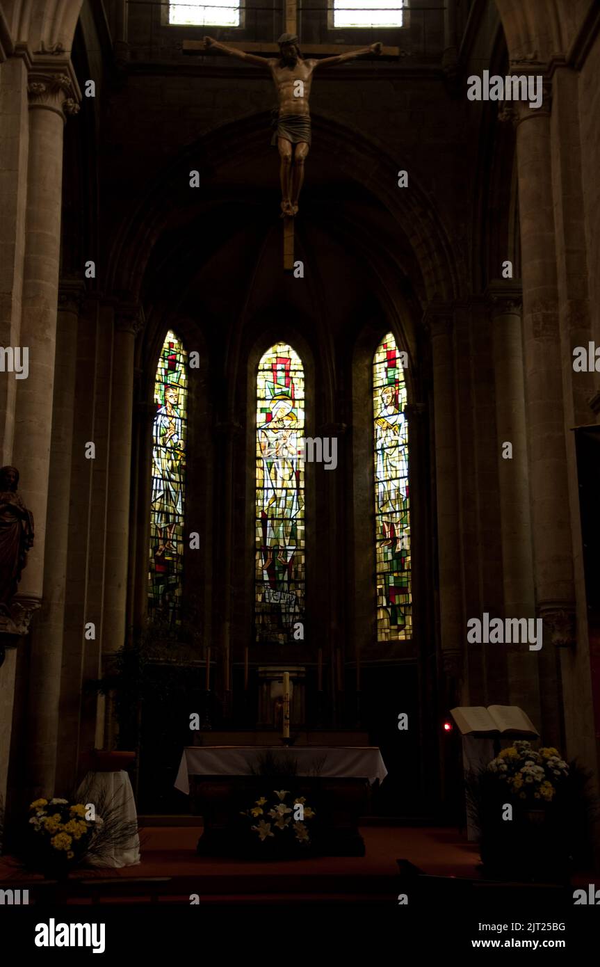 Stained glass windows altar church hi-res stock photography and images ...