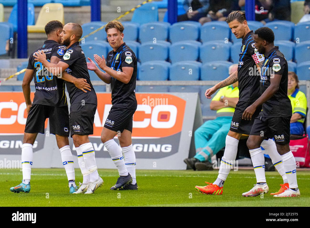 ARNHEM, NETHERLANDS - AUGUST 27: Iliass Bel Hassani of RKC Waalwijk celebrating scoring his ...