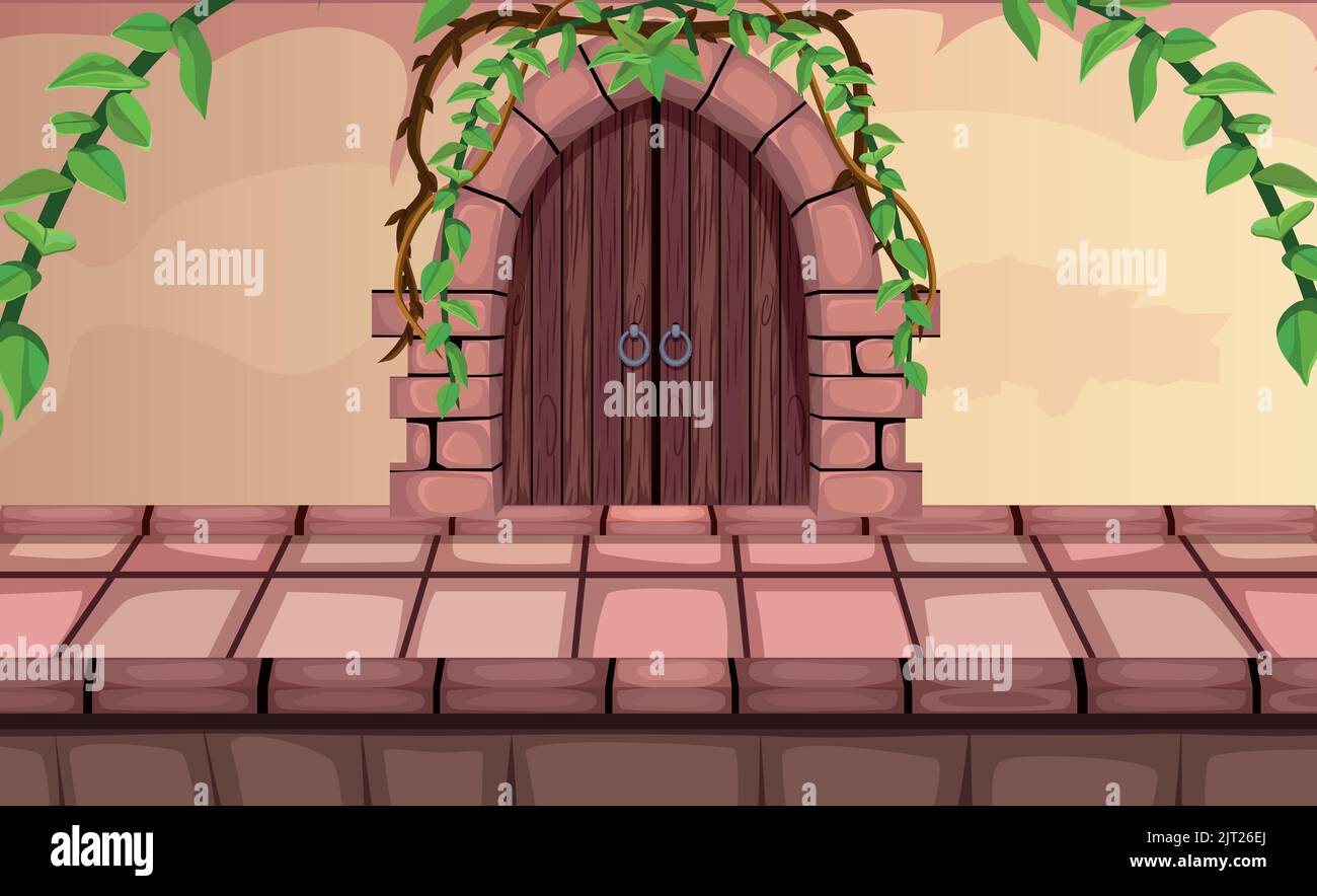 game background cartoon vector , The door to the next level, video ...