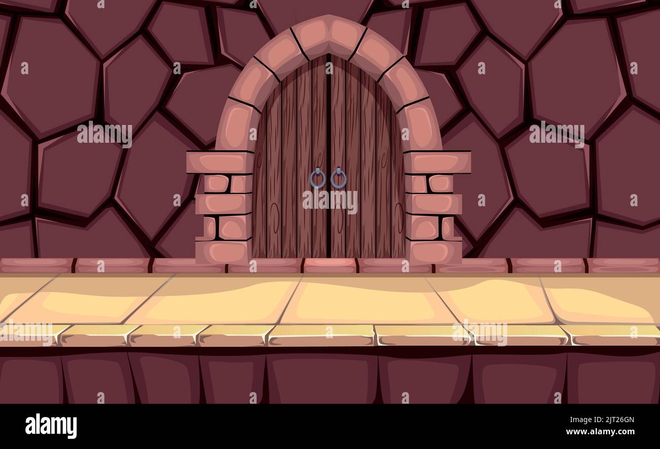 game background cartoon vector , The door to the next level, video ...