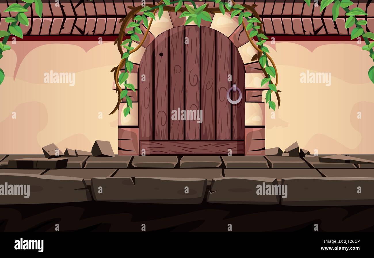 game background cartoon vector , The door to the next level, video ...