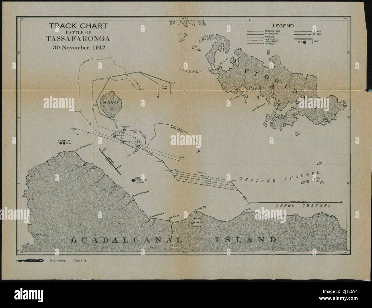 Track Chart of the Battle of Tassafaronga Stock Photo - Alamy