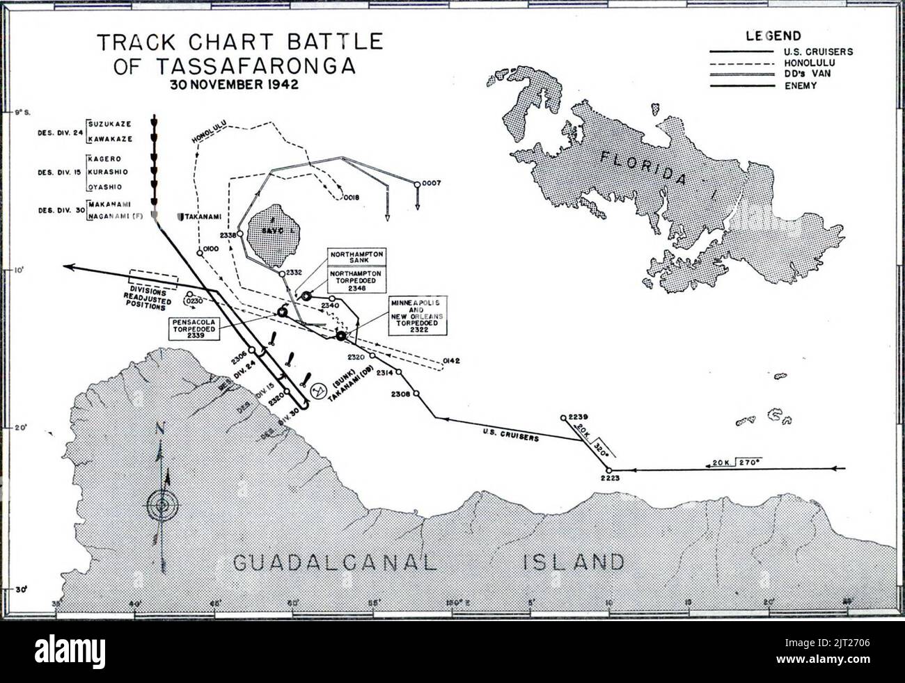Track Chart Battle of Tassafaronga Stock Photo - Alamy