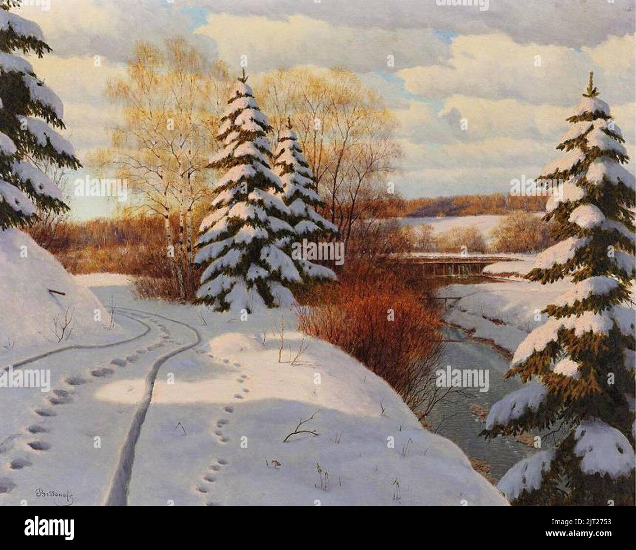 Tracks on the Snow Boris Bessonov Stock Photo - Alamy