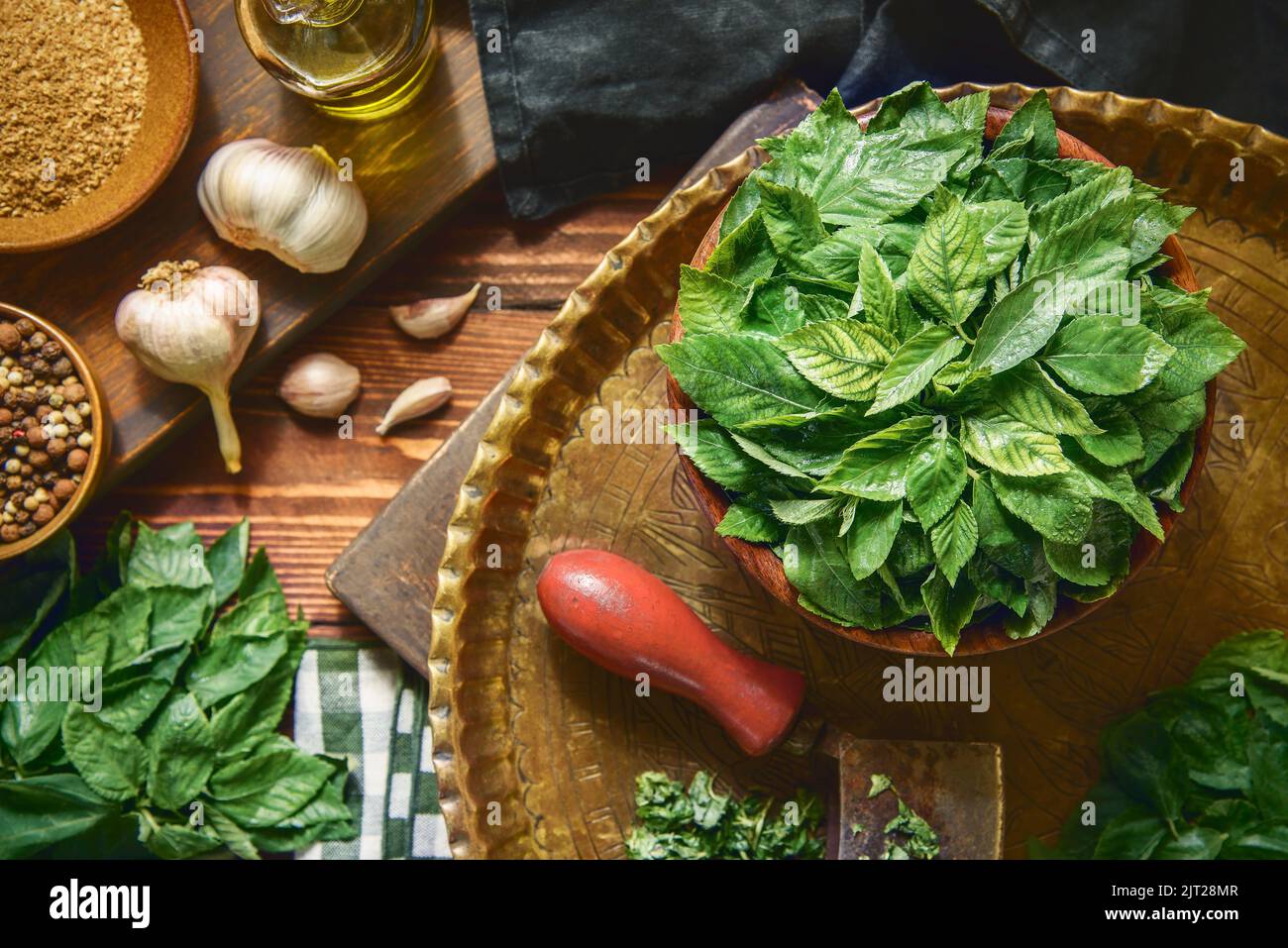 Arabic Cuisine; Egyptian organic jute leaves, Jew's mallow or (Molokhia ...