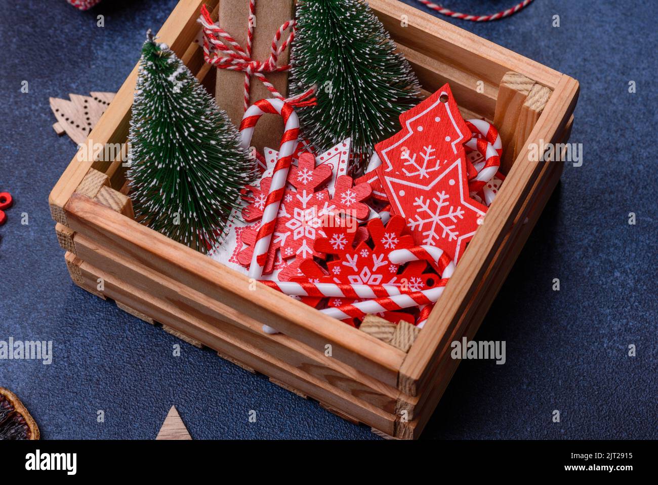 Christmas background with decorations. New Year symbol - decorative fir ...