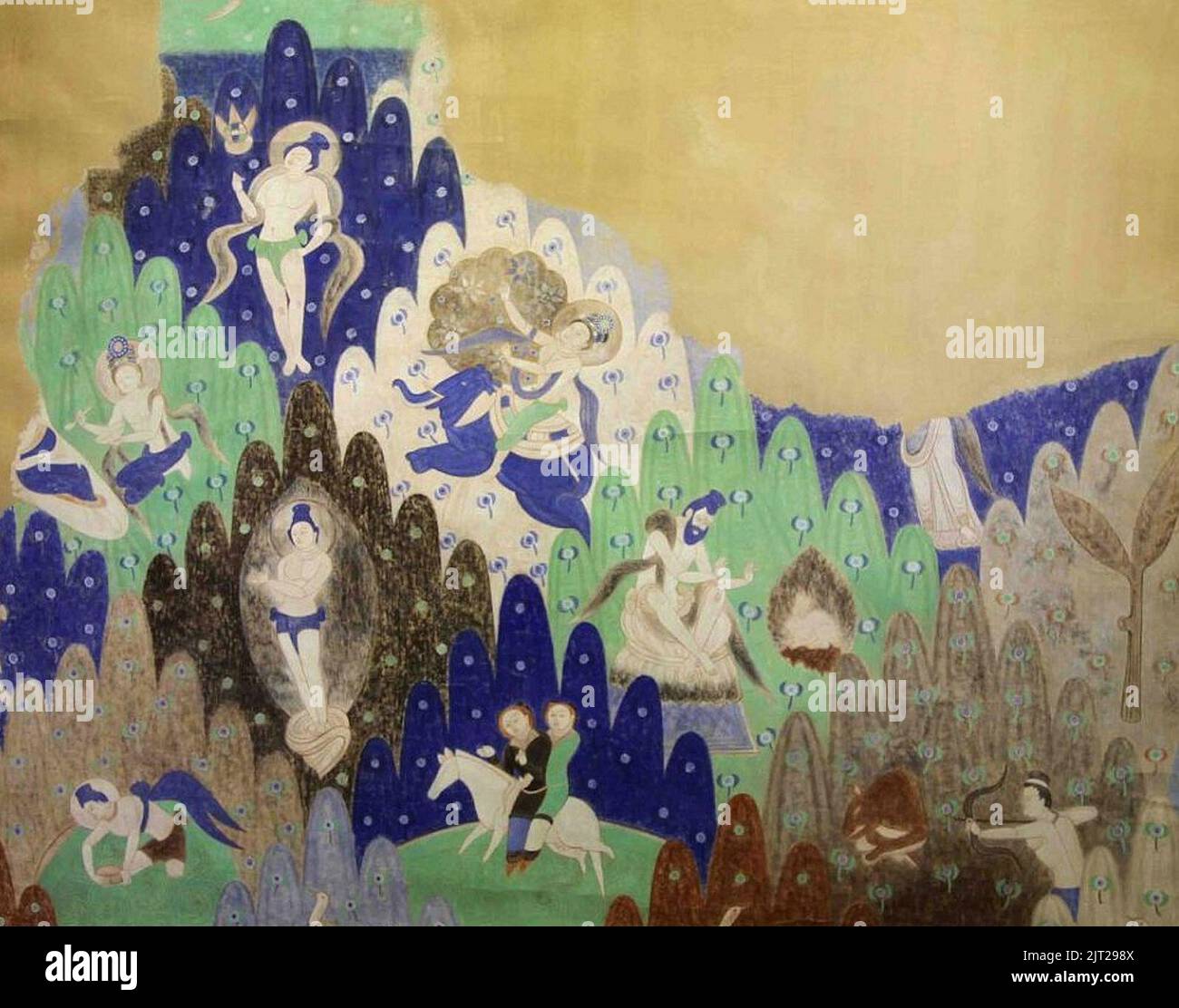 Traders galloping in the dark, and Buddhist divinities Stock Photo - Alamy