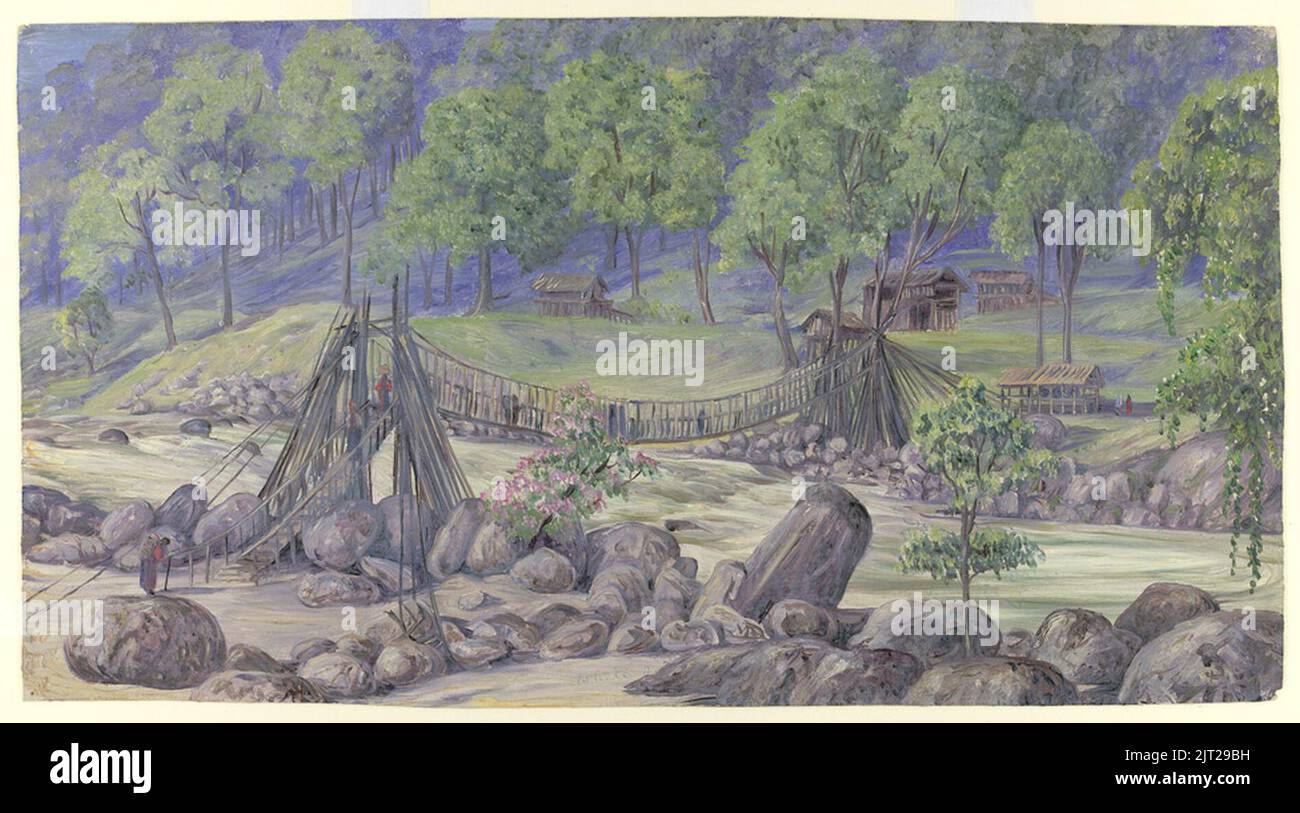 Traditional cane bridge over the Rangeet 1878 Stock Photo - Alamy