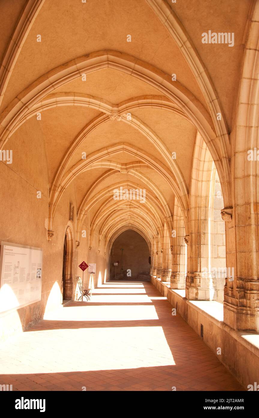 Cloister, Royal Monastery of Brou, Brou, Bourg-en-Bresse, Rhone-Alpes, France. Gothic Arches ...