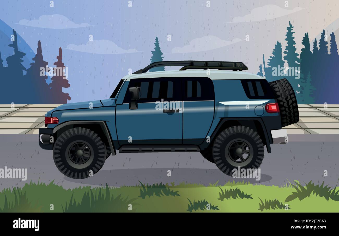 SUV car on the road Side View Stock Vector Image & Art - Alamy